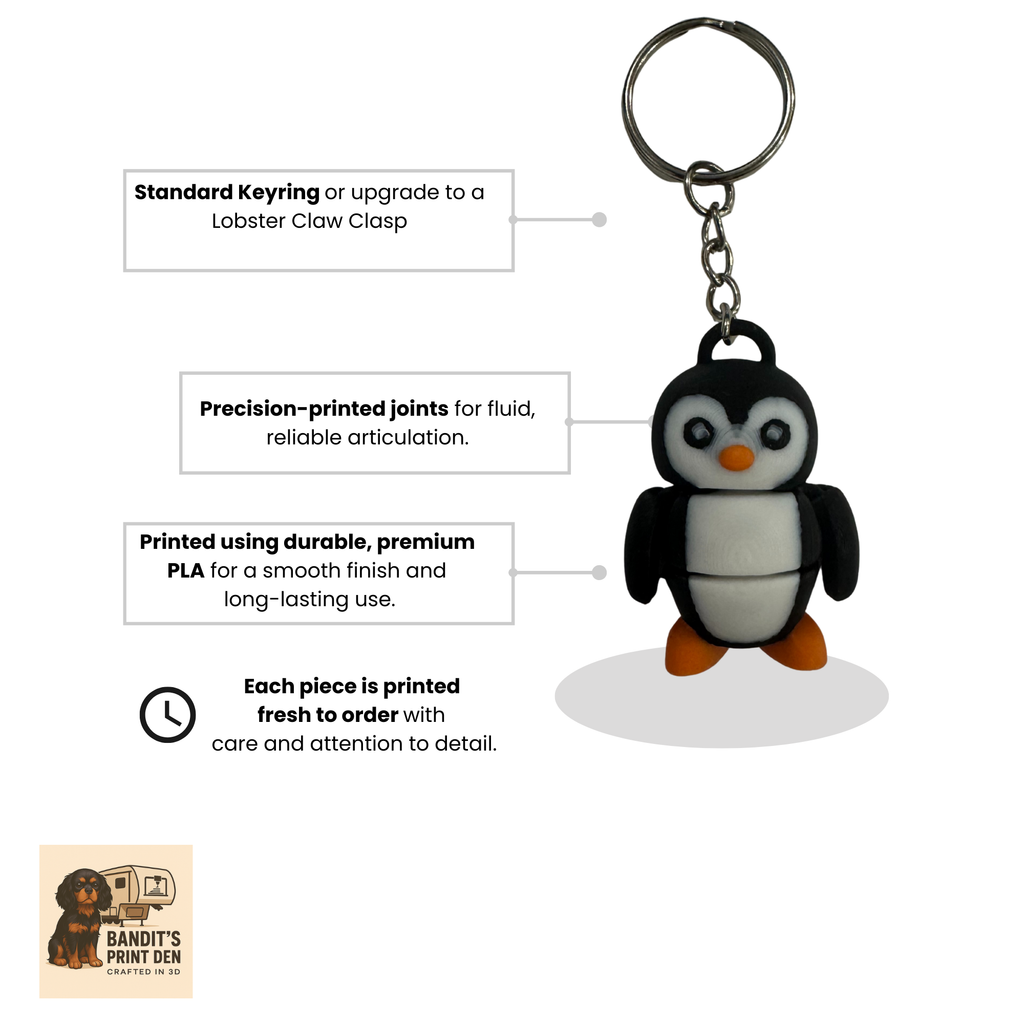 Penguin Articulated Figure Keychain – Cute Flexi Companion | Fidget To ...